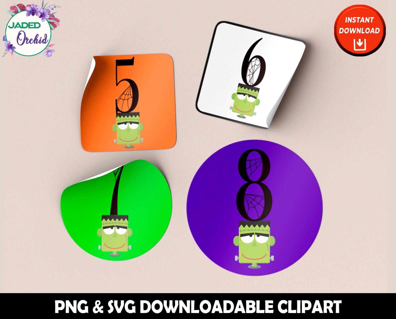 Frankenstein Clipart Numbers Halloween Clipart Frankenstein - Etsy