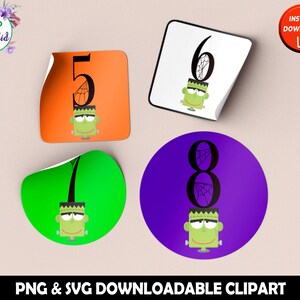 Frankenstein Clipart Numbers, Halloween Clipart, Frankenstein Halloween ...