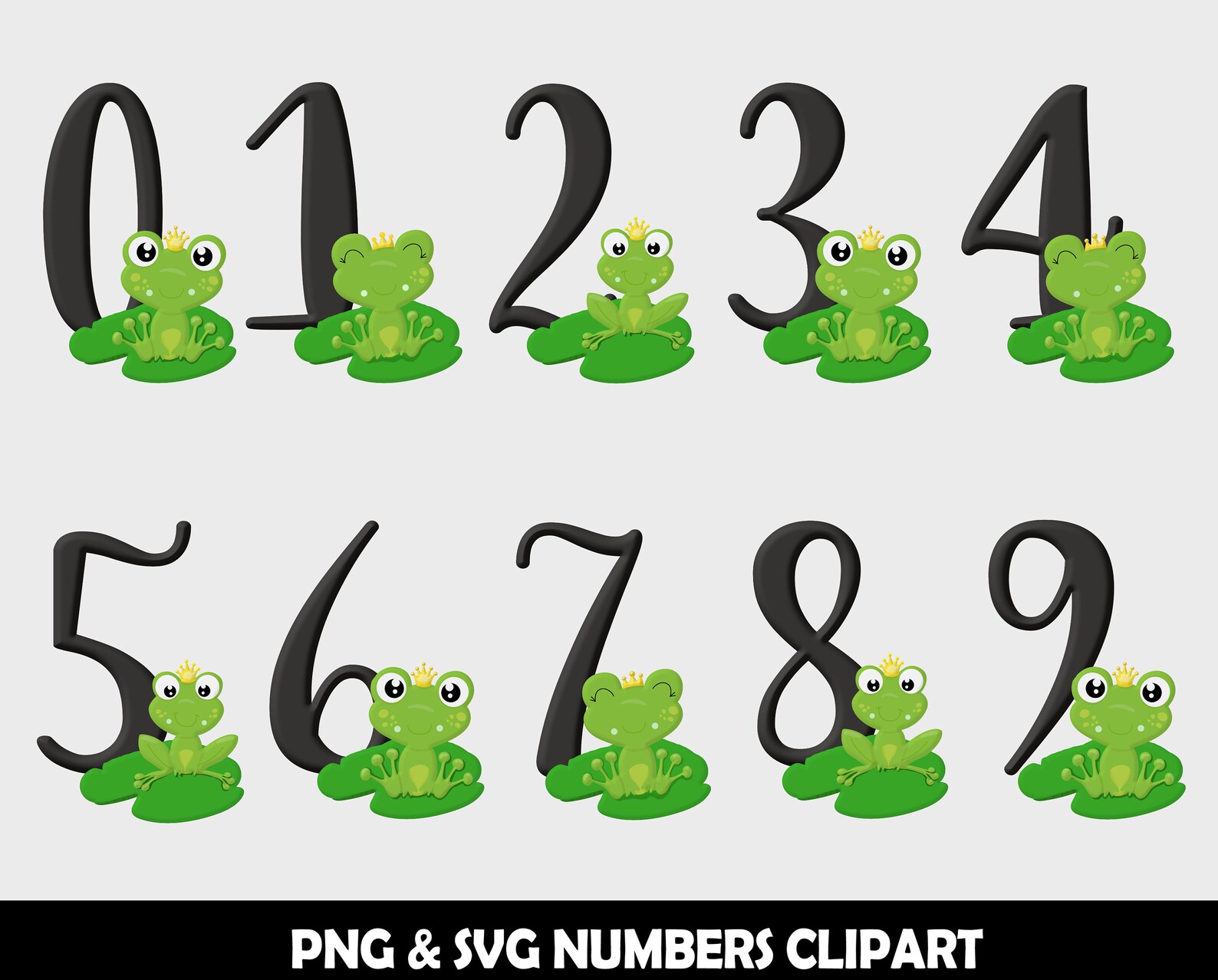 Printable Frogs SVG & PNG Clipart Frog Numbers Clipart Frog - Etsy