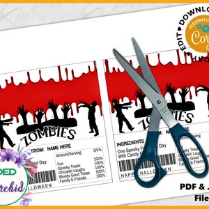 Printable Zombie Chocolate Candy Bar Labels Halloween - Etsy