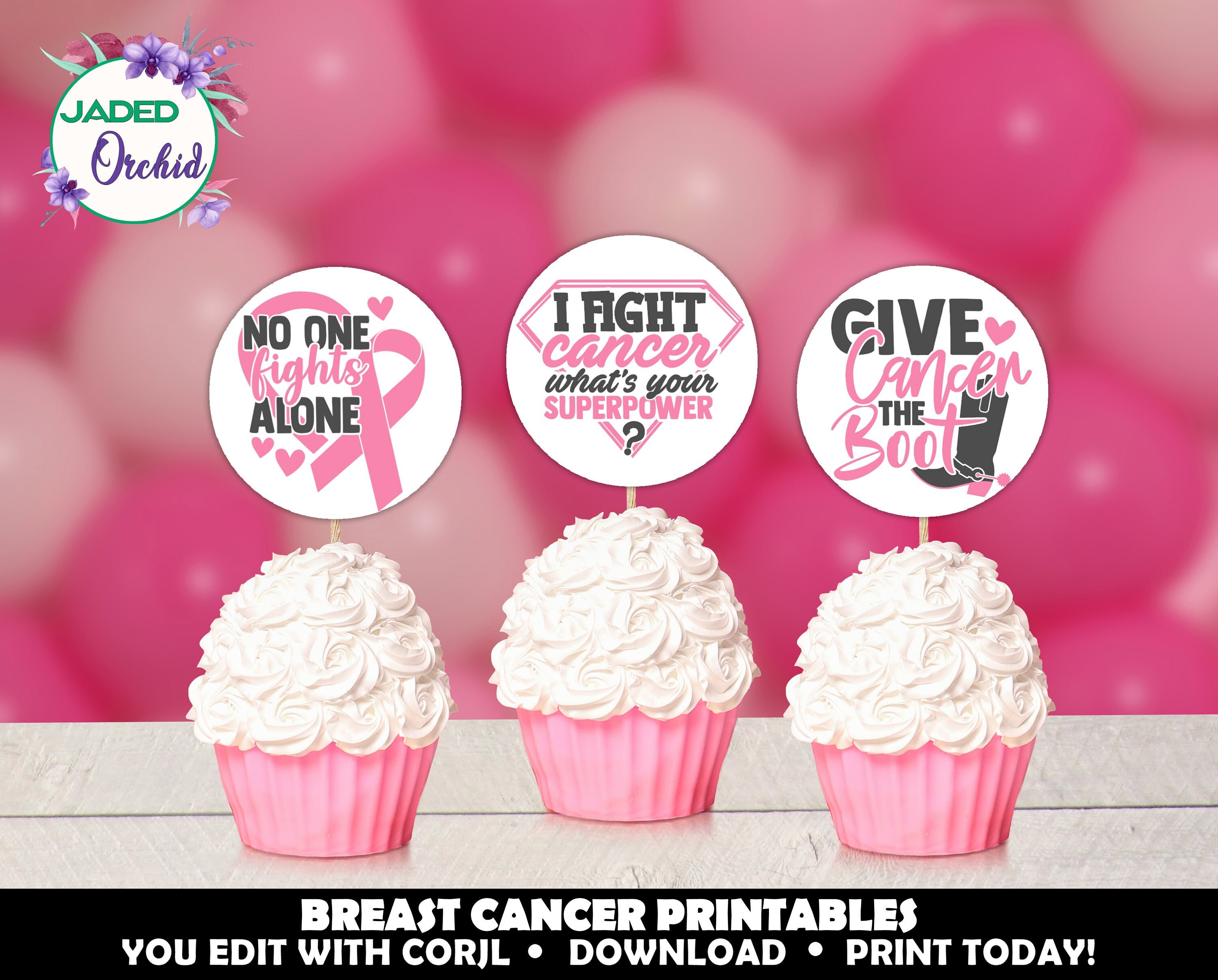 Breast Cancer Cupcake Topper Breast Cancer Survivor Pink - Etsy