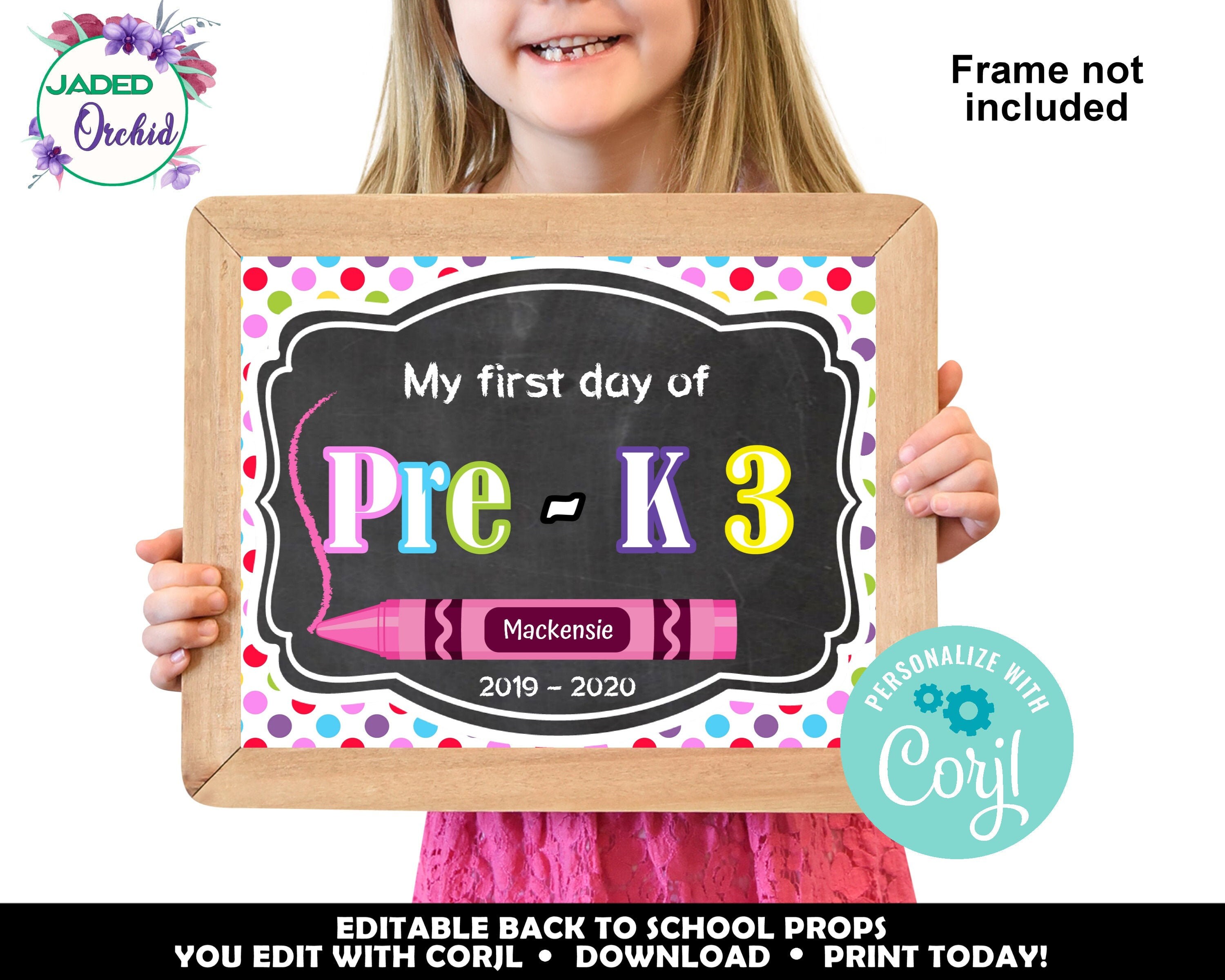 Editable First Day of Pre K 3 First Day Pre K 3 Sign 3 Year - Etsy