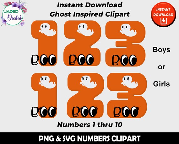 Halloween Ghost Clipart Numbers Halloween Ghost Clipart - Etsy