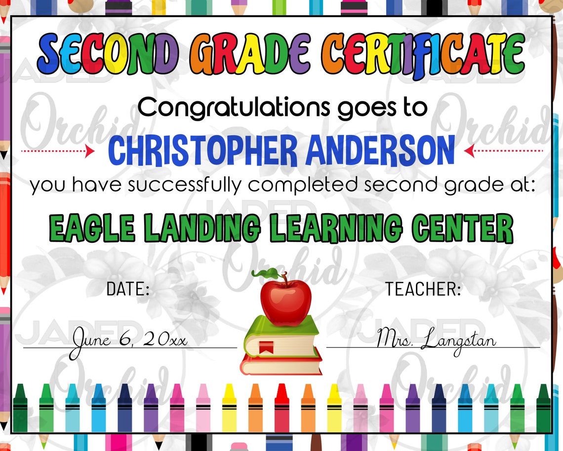 Printable Boys Second Grade Certificate Sign Second Grade | Etsy