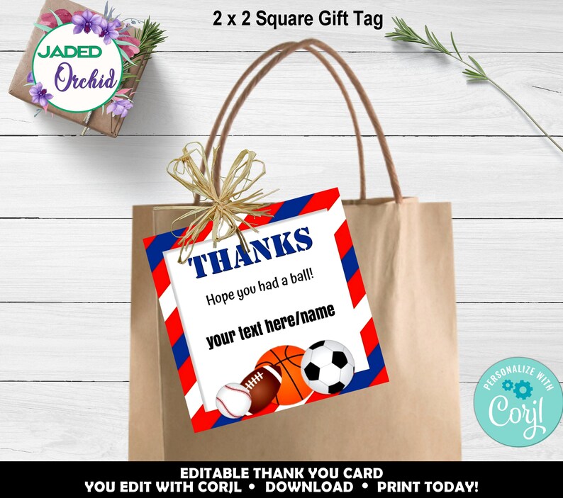All Star Sports Thank You Sports Party Favor Tags Thank You - Etsy
