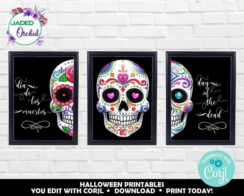 Dia De Los Muertos Wall Art Day of the Dead Poster Halloween - Etsy