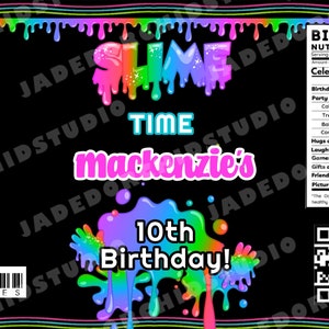Printable Slime Birthday Fruit Snack Wrapper Label, Slime Label ...
