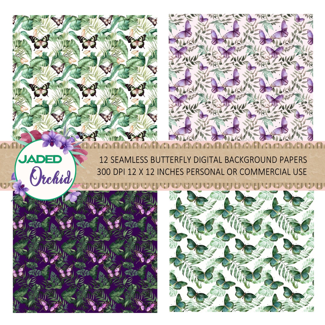 Printable Butterfly Background Paper, Digital Butterfly Seamless ...