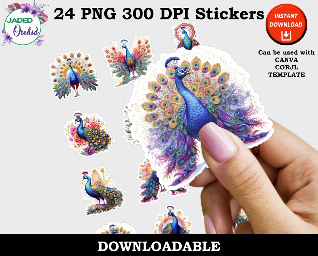 Printable Beautiful Peacock Stickers, Colorful Peacock Stickers Print ...