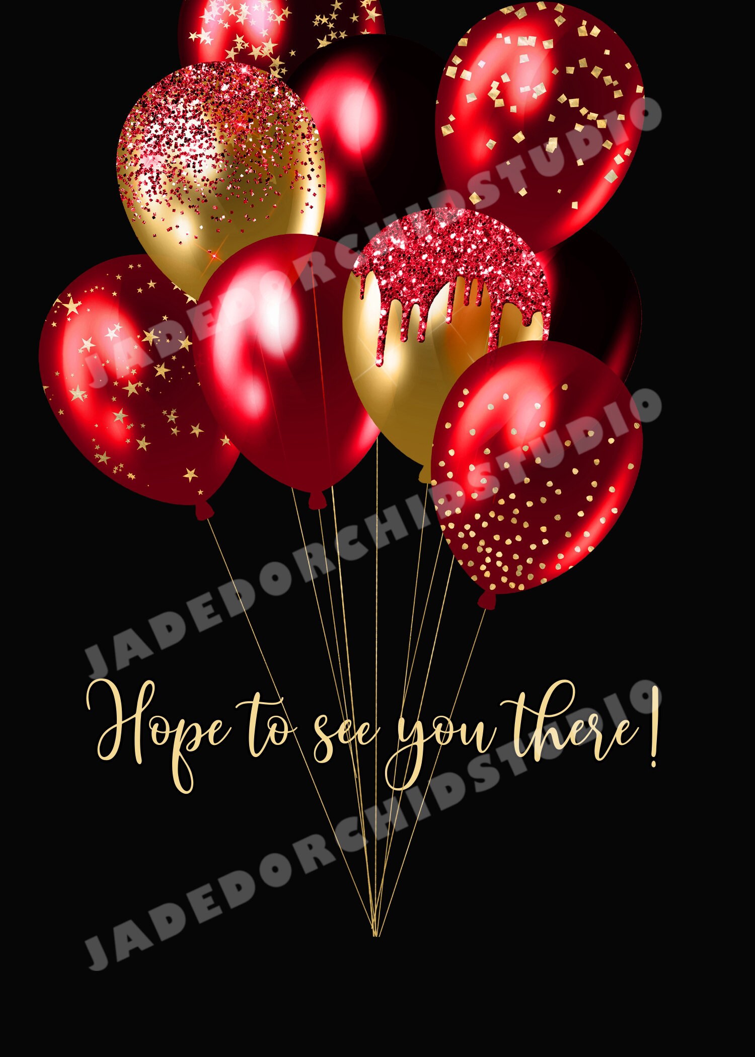 Printable Red Birthday Party Invitation Red and Gold Birthday | Etsy ...