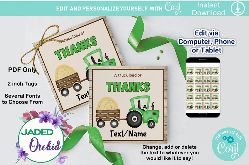 Farm Truck Thank You Tags Country Farm Tractor Party Favors - Etsy