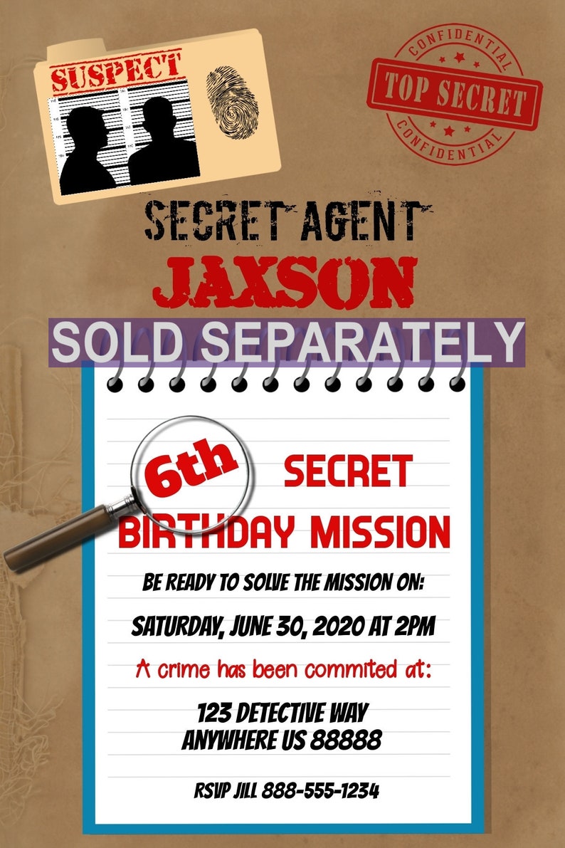 Secret Agent Water Bottle Labels Detective Bottle Label Spy | Etsy