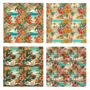 Printable Tropical Beach Seamless Background Paper, Tropical Background ...