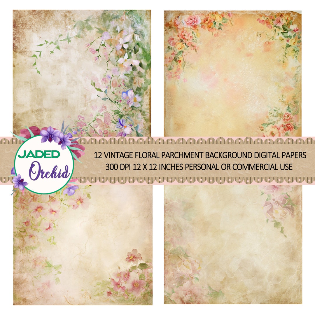 Antique Vintage Floral Background Paper, Vintage Parchment Background ...