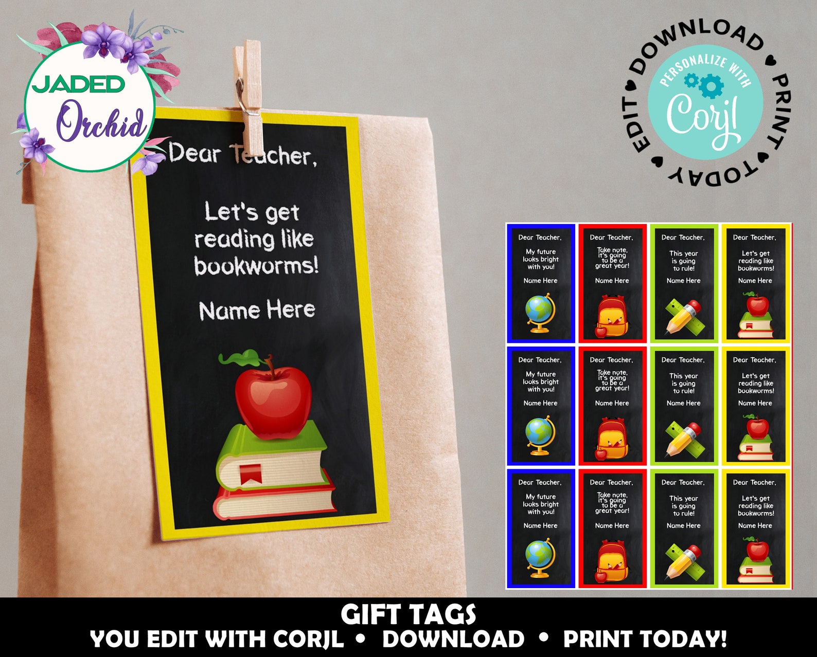 Editable Teachers Appreciation Gift Tag Teacher Gift Tags Back | Etsy