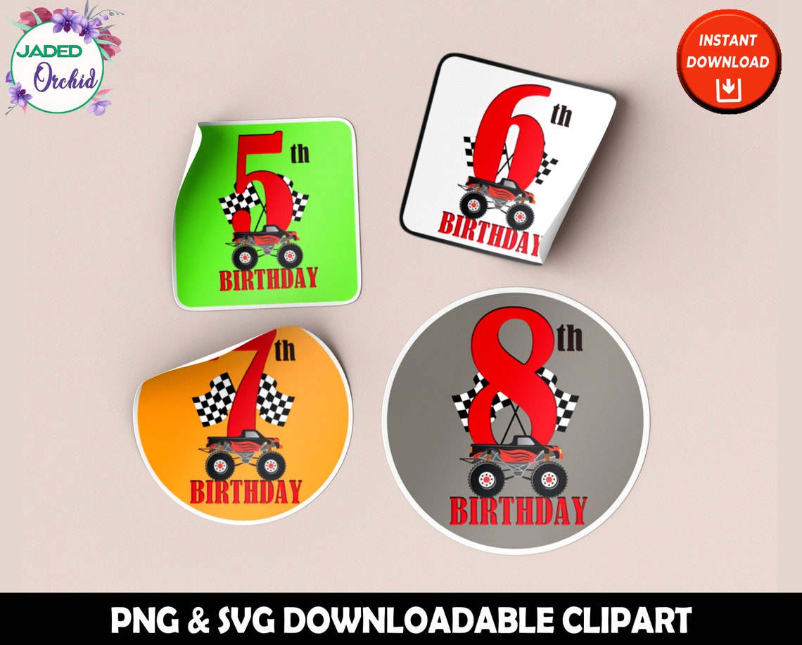 Red Monster Truck Birthday Numbers Clipart Monster Truck - Etsy