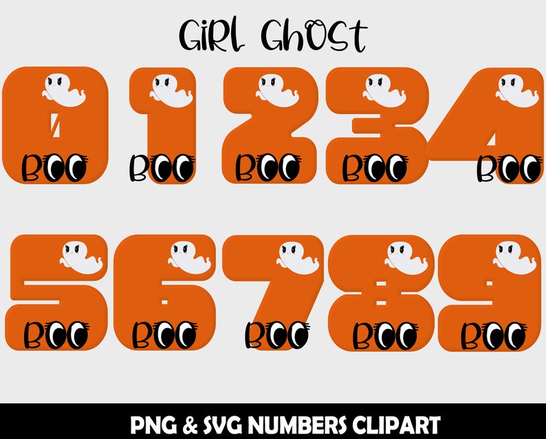 Halloween Ghost Clipart Numbers Halloween Ghost Clipart - Etsy