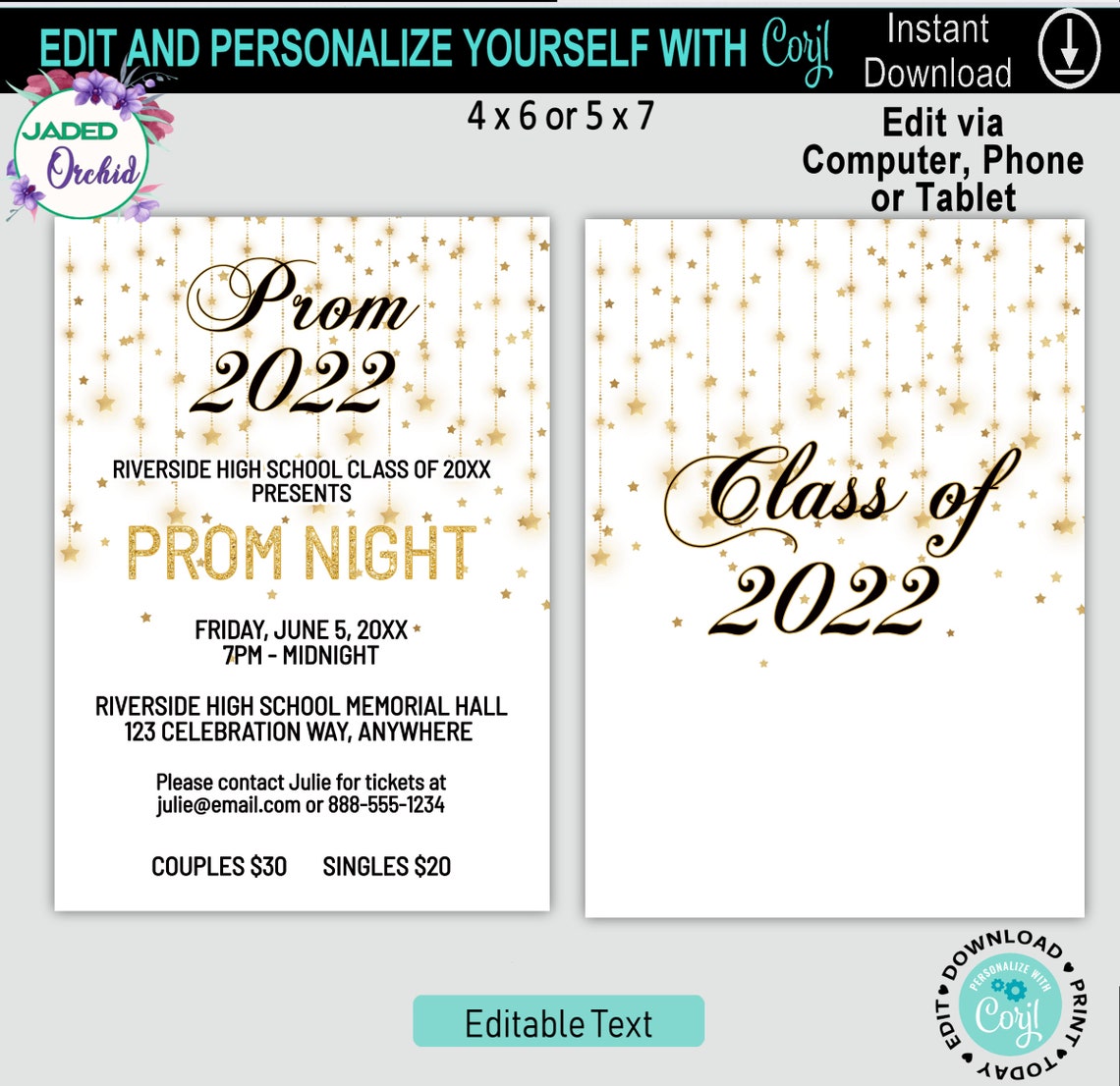 Printable White Prom Invitation Prom Invite Senior Prom - Etsy