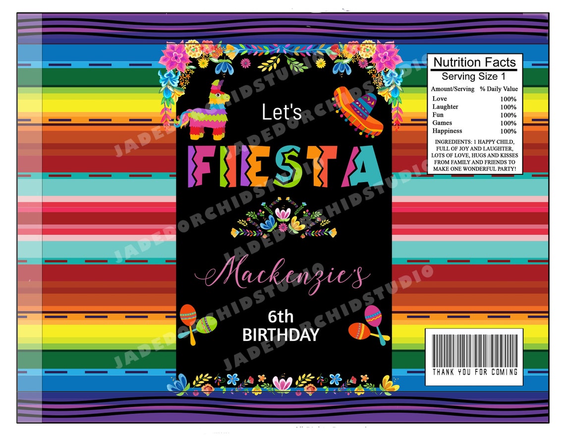 Printable Fiesta Chip Bag Label Mexican Fiesta Birthday Chip - Etsy