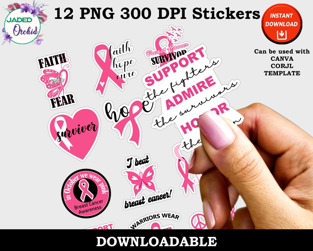 Breast Cancer Awareness Stickers, Breast Cancer Survivor Digital PNG ...