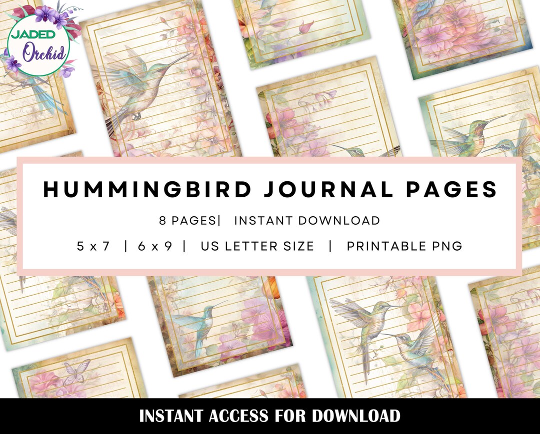 Printable Hummingbird Journal Page Hummingbird Junk Journal Page ...