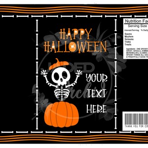 Skeleton Halloween Party Favor, Halloween Chip Bag Labels, Printable ...