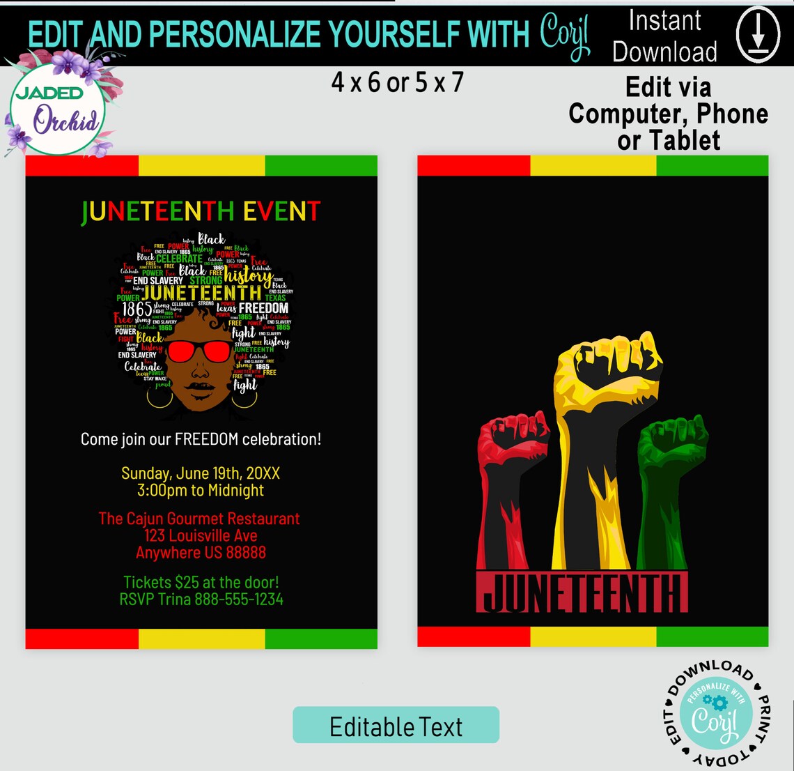 Printable Juneteenth Celebration Invitation Editable - Etsy