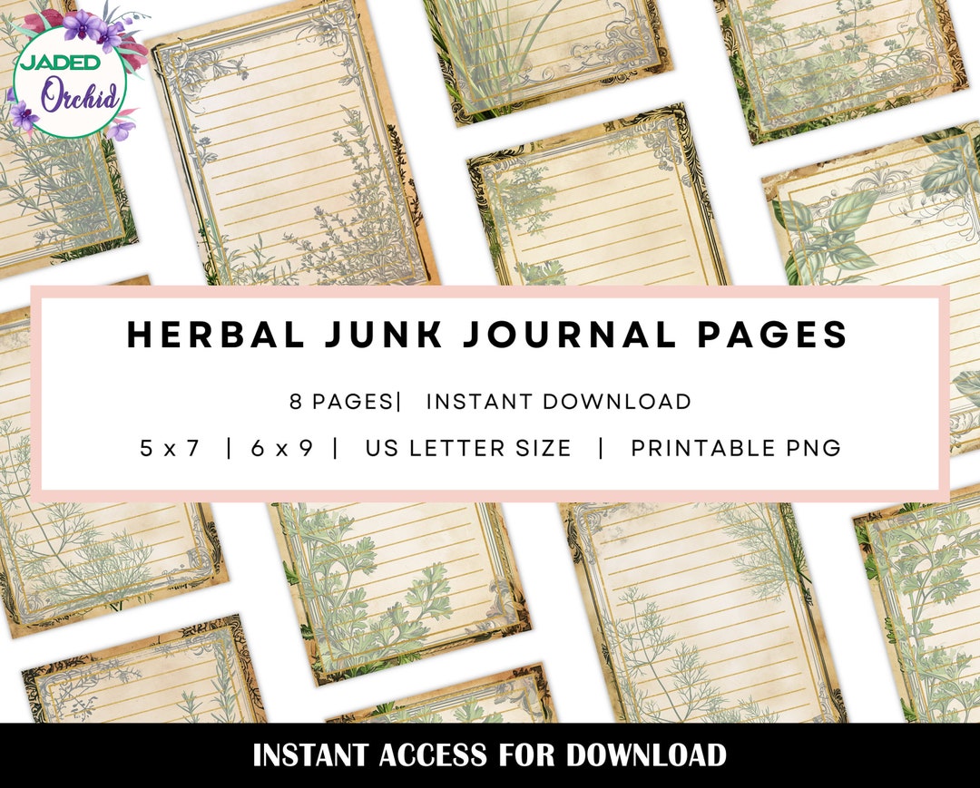Printable Herbal Journal Pages, Herb Junk Journal Pages, Garden ...