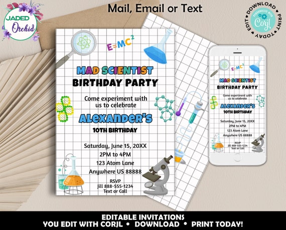 Mad Scientist Birthday Party Invitation Science Birthday - Etsy