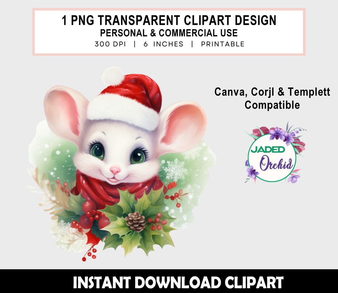 Printable Watercolor Christmas Mouse Clip Art, Field Mouse Clipart ...