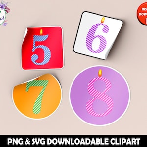 Birthday Inspired Numbers Clipart Birthday Candles SVG - Etsy