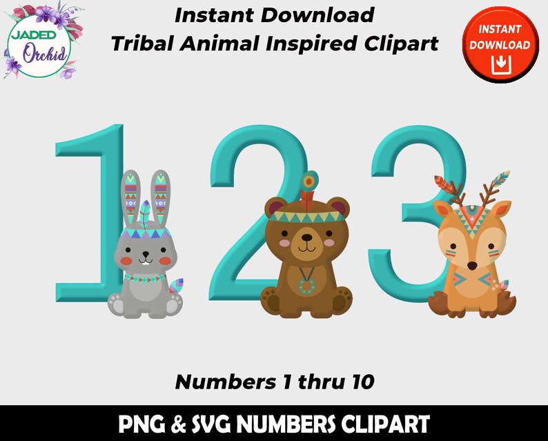 Printable Tribal Animal Clipart Tribal Animal Number SVG - Etsy