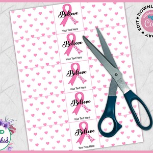 Cancer Awareness Bottle Labels, Breast Cancer Survivor Water Bottle Label, Printable Breast ...