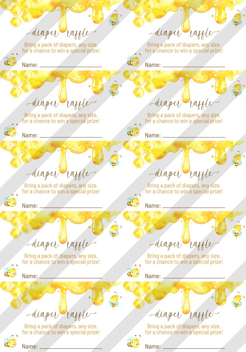 Diaper Raffle Ticket Bee Baby Shower Diaper Raffle Tickets - Etsy