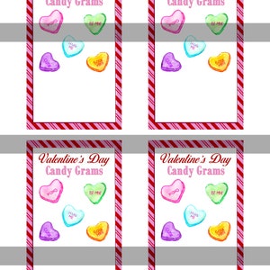 Valentine's Day Candy Hearts Candy Grams Editable Printable, Editable ...