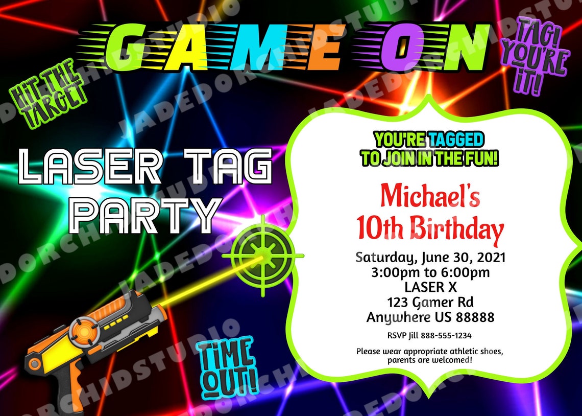 Laser Tag Birthday Party Invitation Printable Laser Tag - Etsy