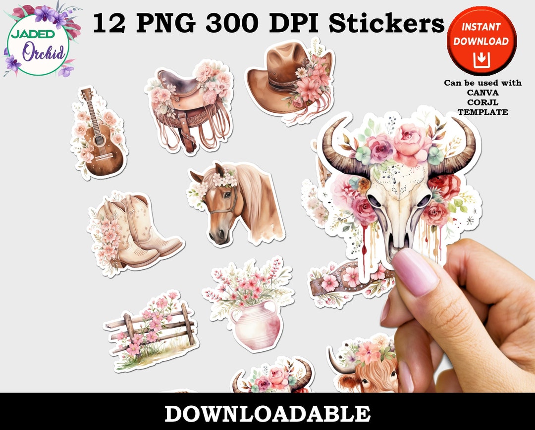 Boho Cowboy Sticker, Boho Cowgirl Print and Cut Digital PNG Sticker ...