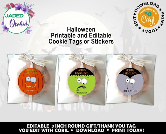 Editable Halloween Treat Tags Printable Halloween Cookie - Etsy