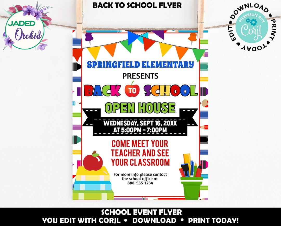 Printable Back to School Open House Flyer Back to School Night Flyer ...
