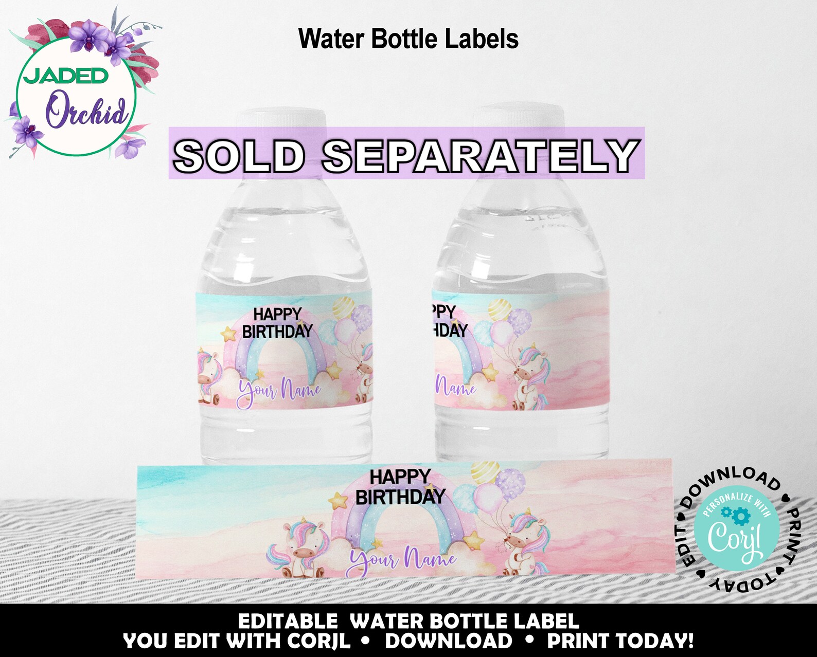 Printable Unicorn Birthday Bag Toppers, Editable Unicorn Toppers ...