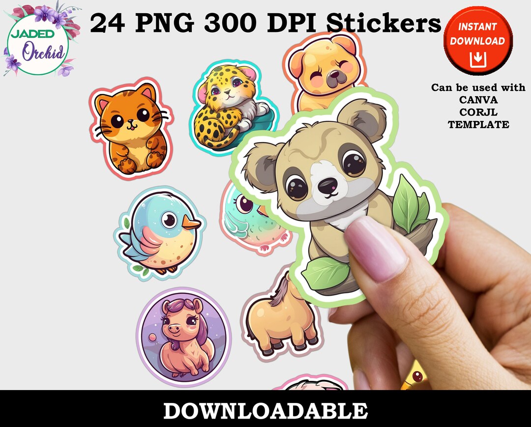 Cute Animal AI Stickers, Animal AI Art, Pet Animal Print and Cut ...