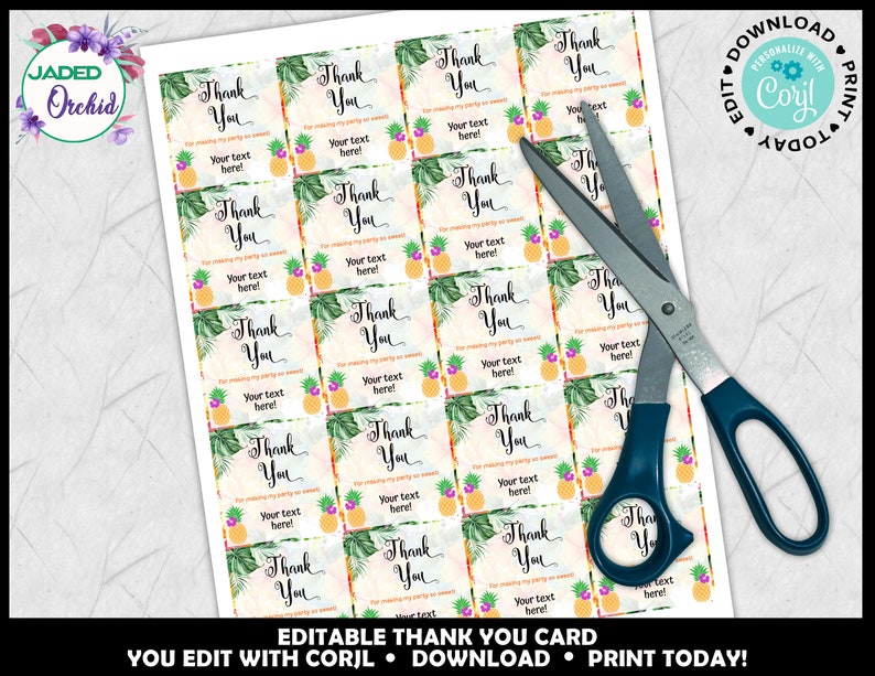 Hawaiian Luau Party Favors Printable Luau Thank You Tags - Etsy
