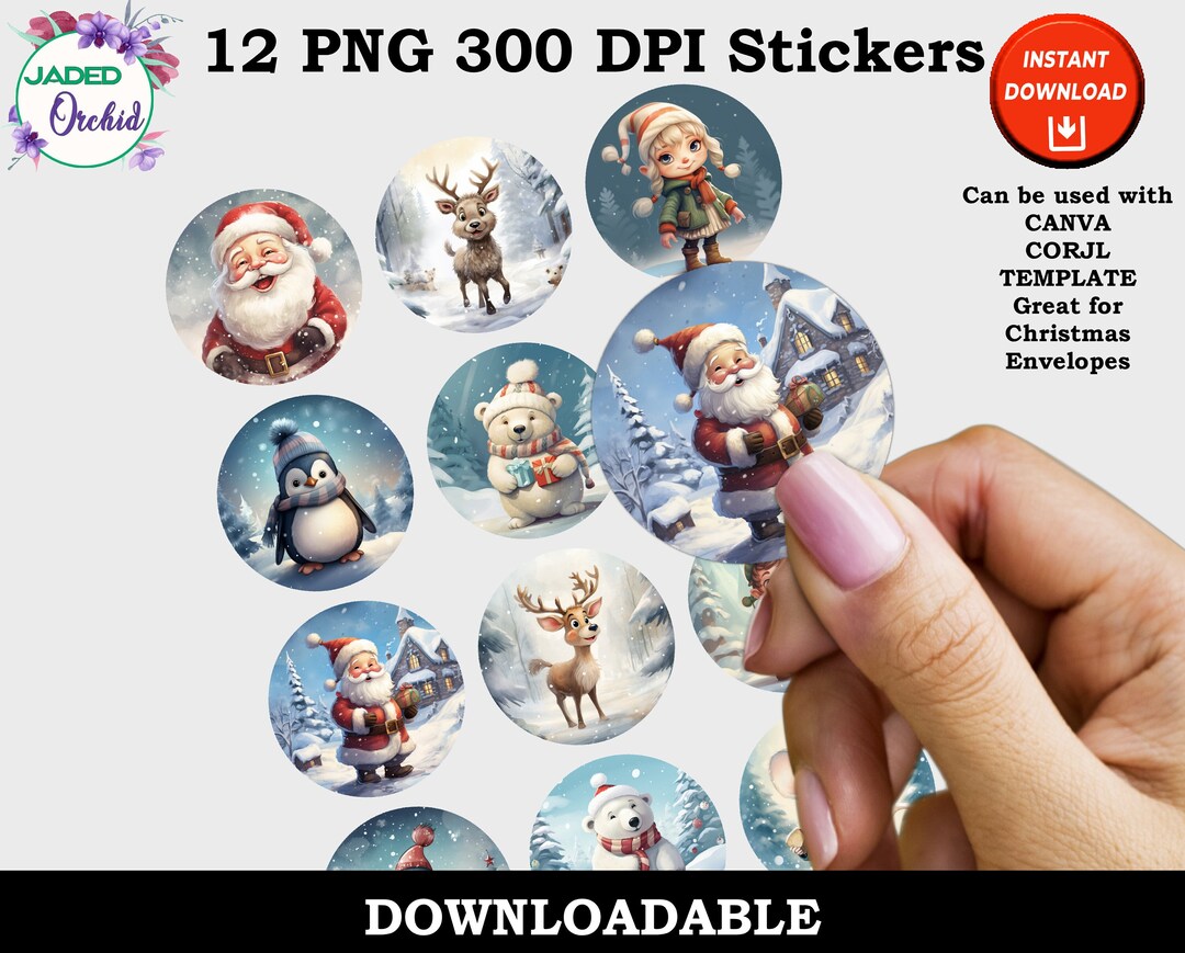 Printable Christmas Envelope Sticker, Print and Cut Digital PNG Holiday ...