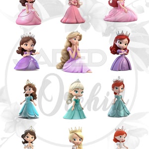 Princess Print and Cut Digital PNG Sticker Sheets, Adorable Princess ...