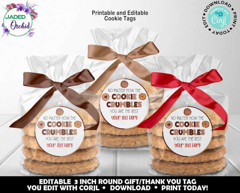 Editable Cookie Thank You Tag Thank You Cookie Tag Gift - Etsy