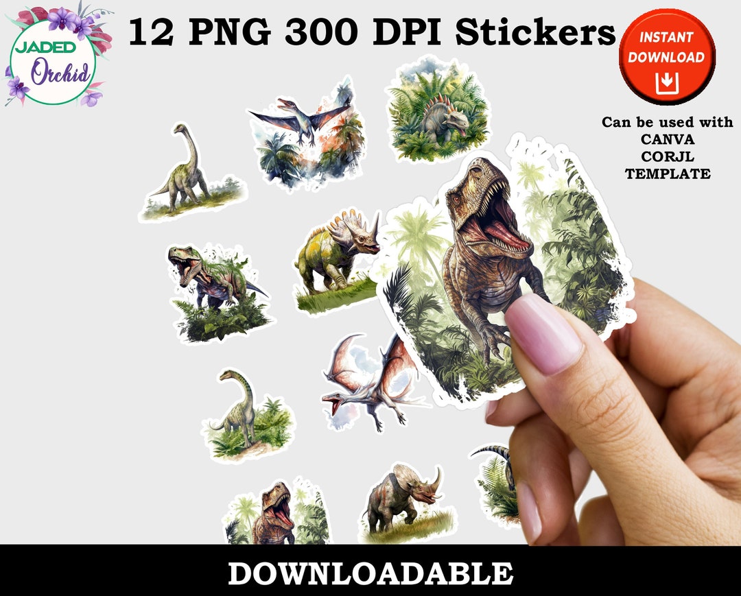 Boys Dinosaur Stickers, Dinosaur Print and Cut Digital PNG Sticker ...
