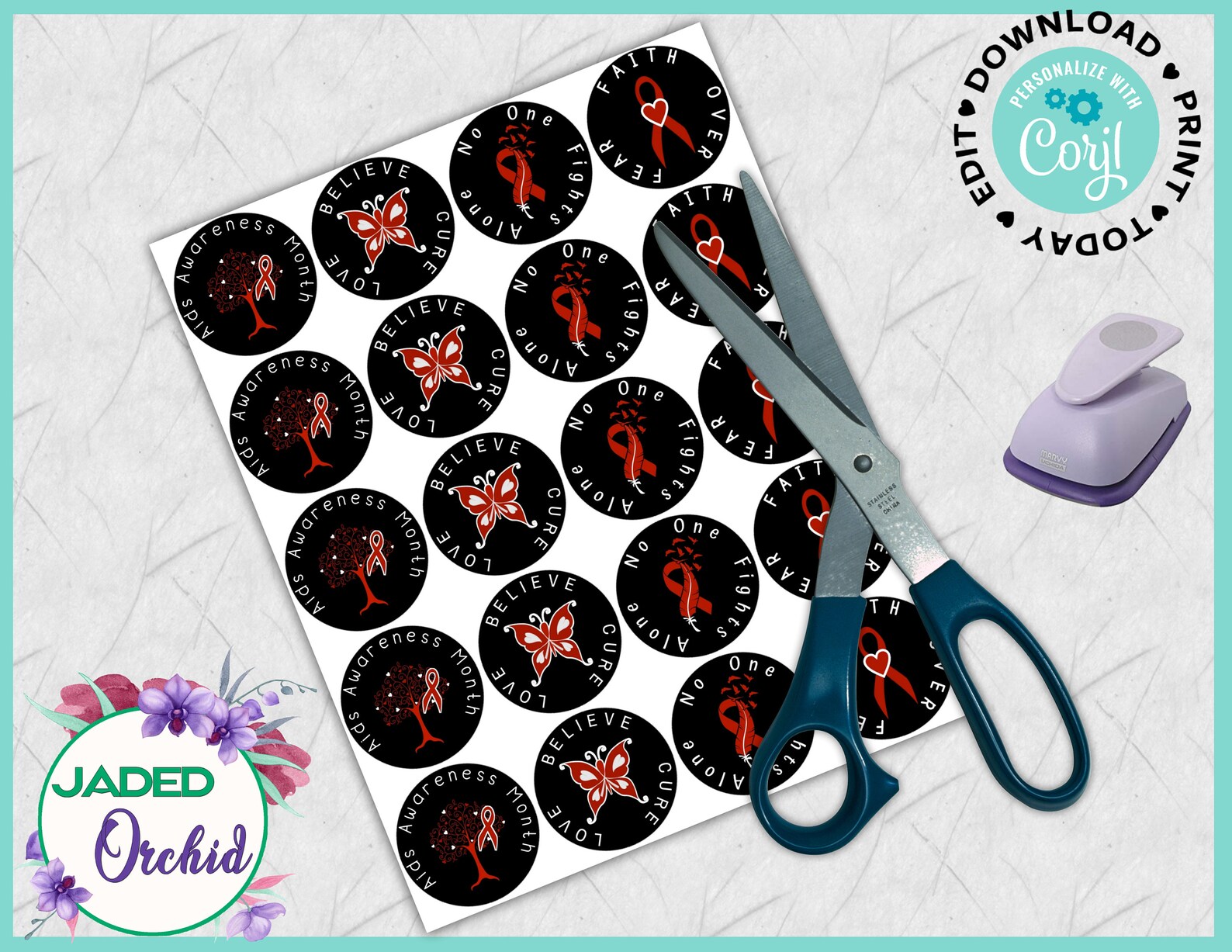 Aids Awareness Cupcake Topper Printable Aids Survivor Red - Etsy