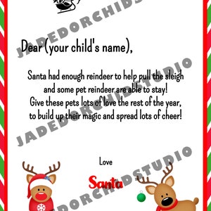 Printable Reindeer Christmas Letter From Santa, Personalized Reindeer ...