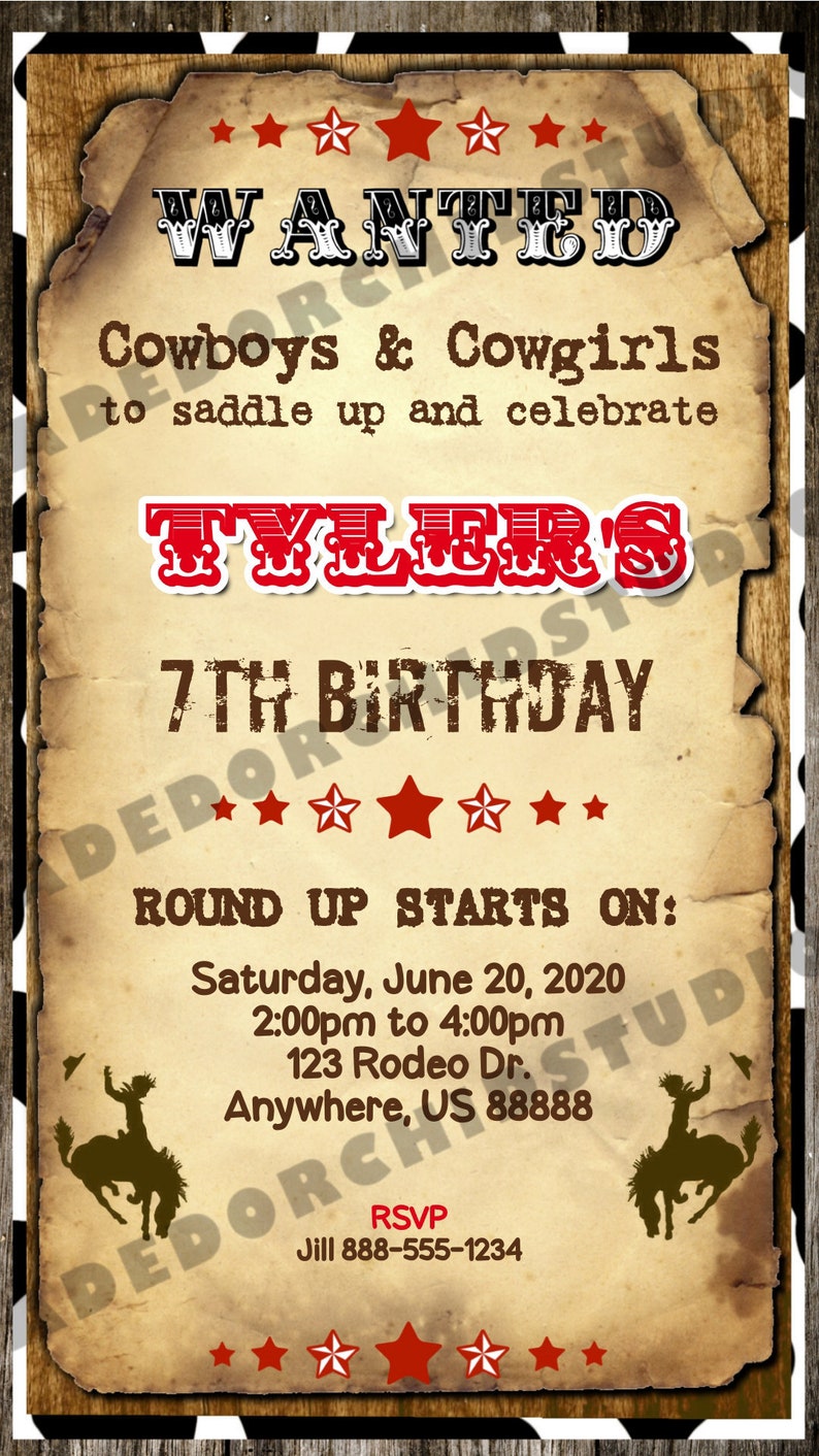 Printable Wanted Poster Birthday Invitation Cowboy Outlaw - Etsy