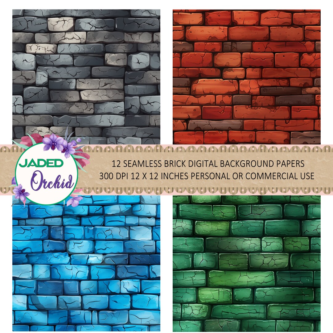 Printable Brick Digital Background Paper, Brick Pattern Digital ...